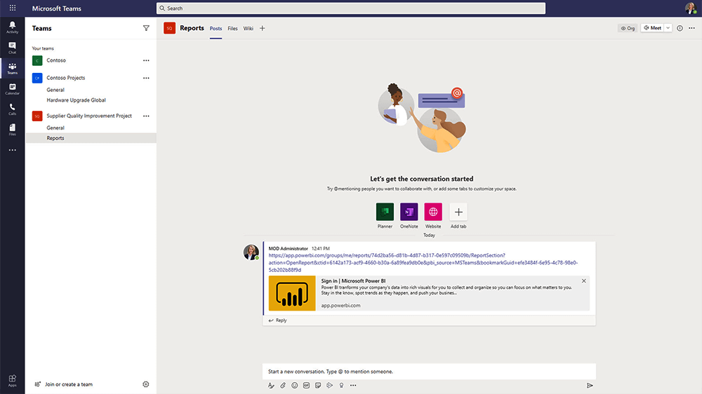 How to share Power BI dashboards and reports on Microsoft Teams